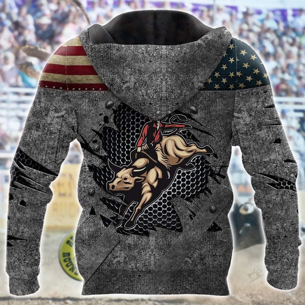 Personalized Name Bull Riding Hoodie - Bull Riding Apparel Metal Patte ...