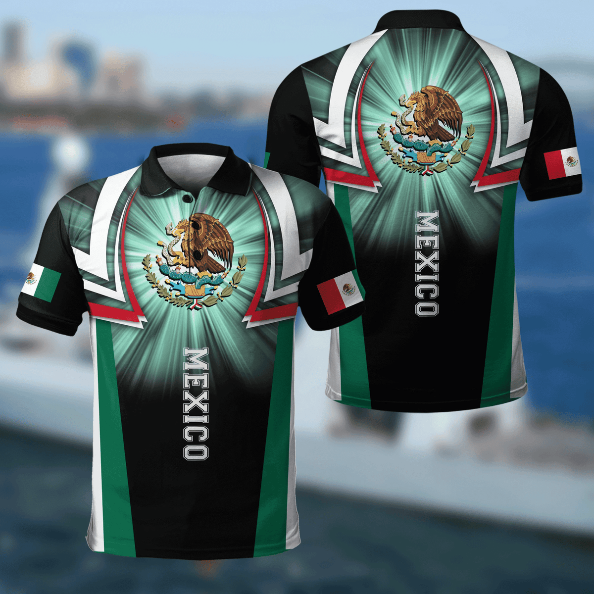 Cool Mexico Polo Shirt, Coat Of Arms Of Mexico Polo Shirt – Aljaira