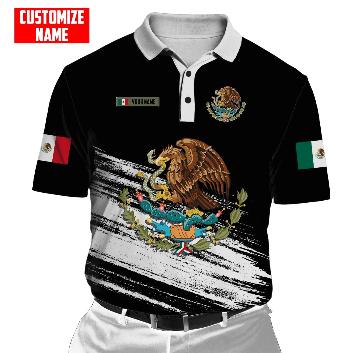 Personalized Mexico Polo Shirt, Black – Aljaira
