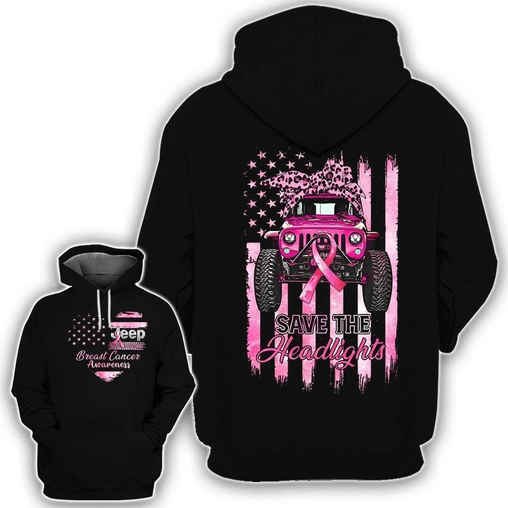 Jeep Hoodie - Jeep Girl Save The Headlights Breast Cancer Pink Black H ...
