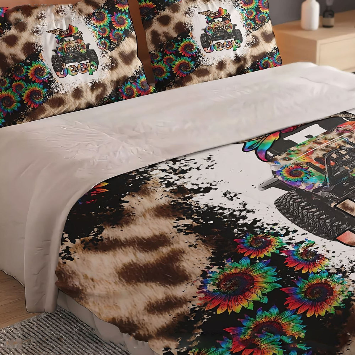 Jeep Sunflower Leopard Bedding Set – Aljaira
