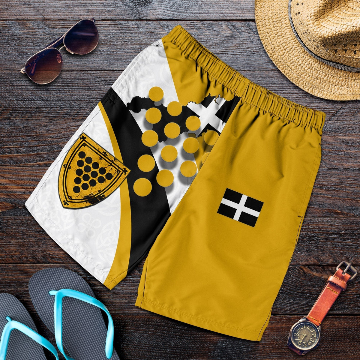 Cornwall Celtic Shorts Men - Cornish Flag With Duke of Cornwall – Aljaira