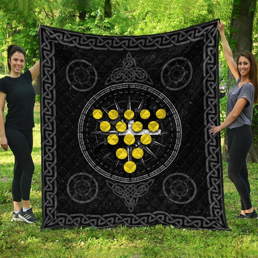 Cornwall Celtic Premium Quilt - Celtic Compass With Cornish Symbols ...