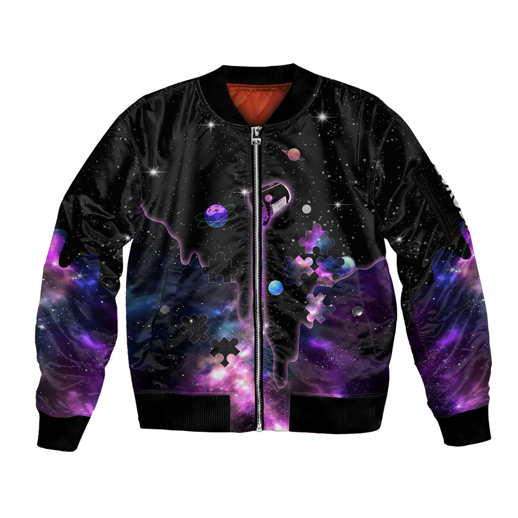 Autism Awareness Month Neurodiversity Galaxy Style Sleeve Zip Bomber J ...