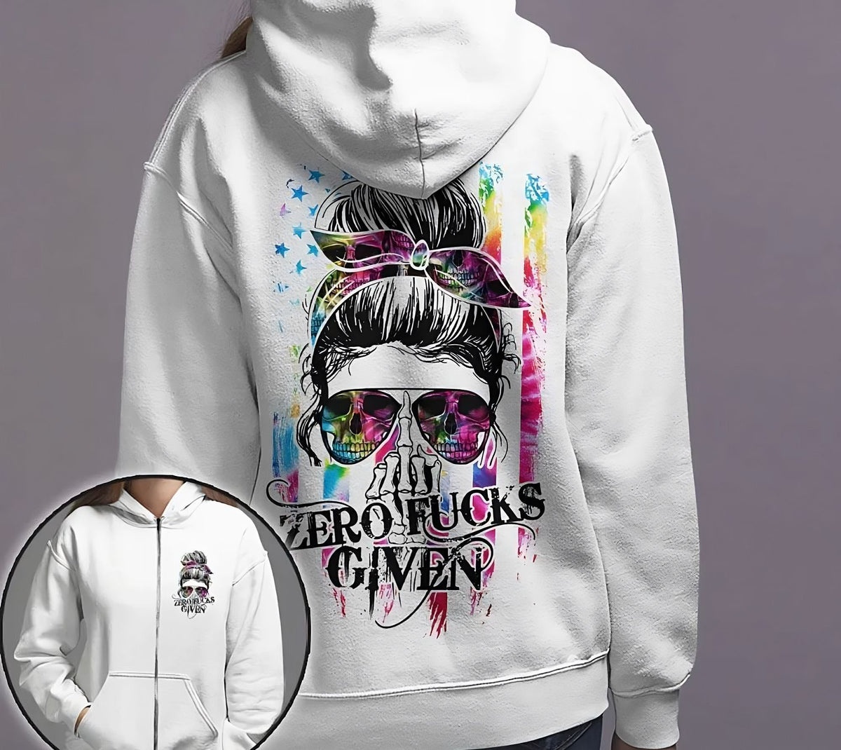 Zero F Given Flag Tie Dye Skull 2D Hoodie – Aljaira