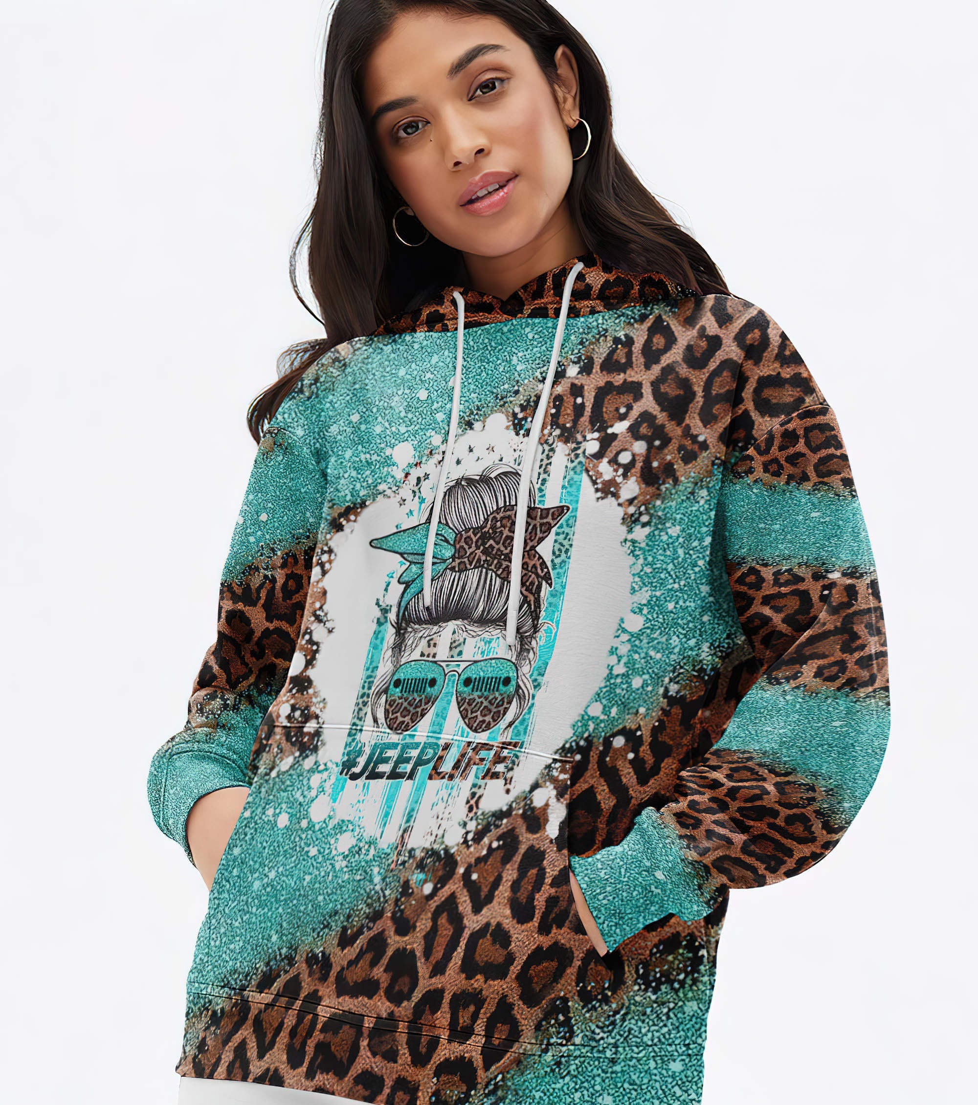 Jeep Life Messy Bun Leopard Hoodie – Aljaira