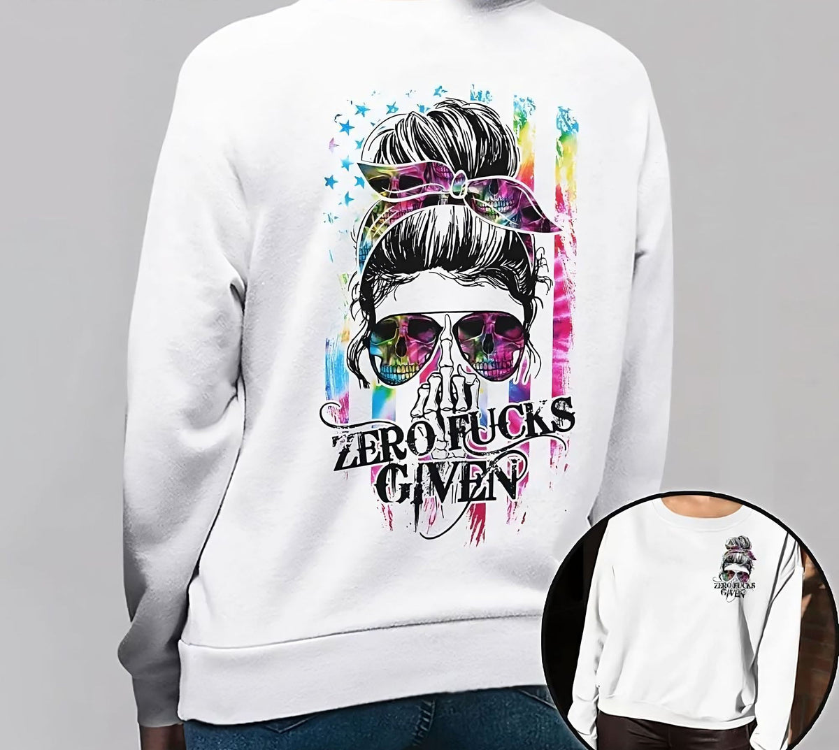 Zero F Given Flag Tie Dye Skull 2D Sweatshirt – Aljaira