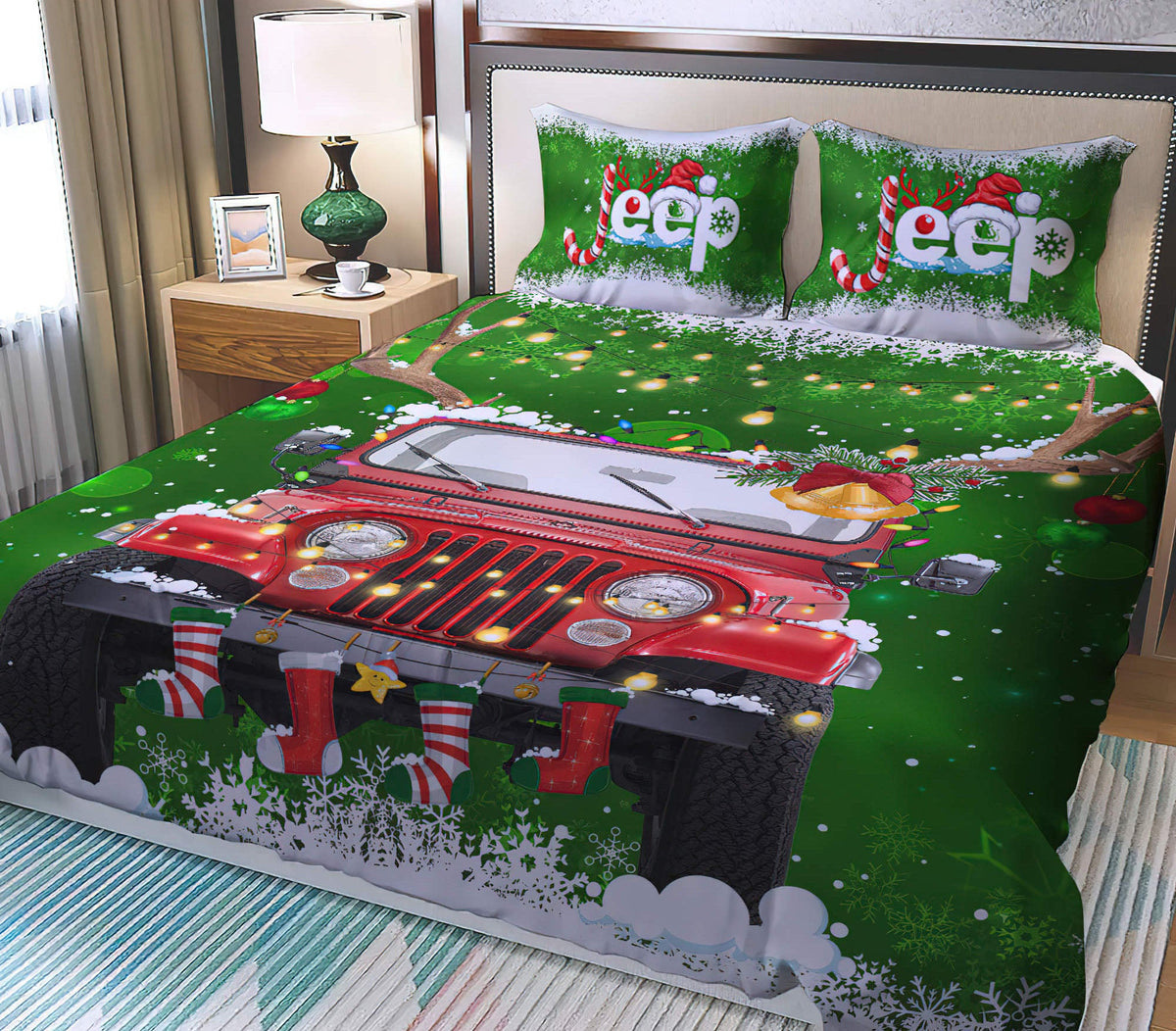 Jeep Christmas Green Bedding Set – Aljaira