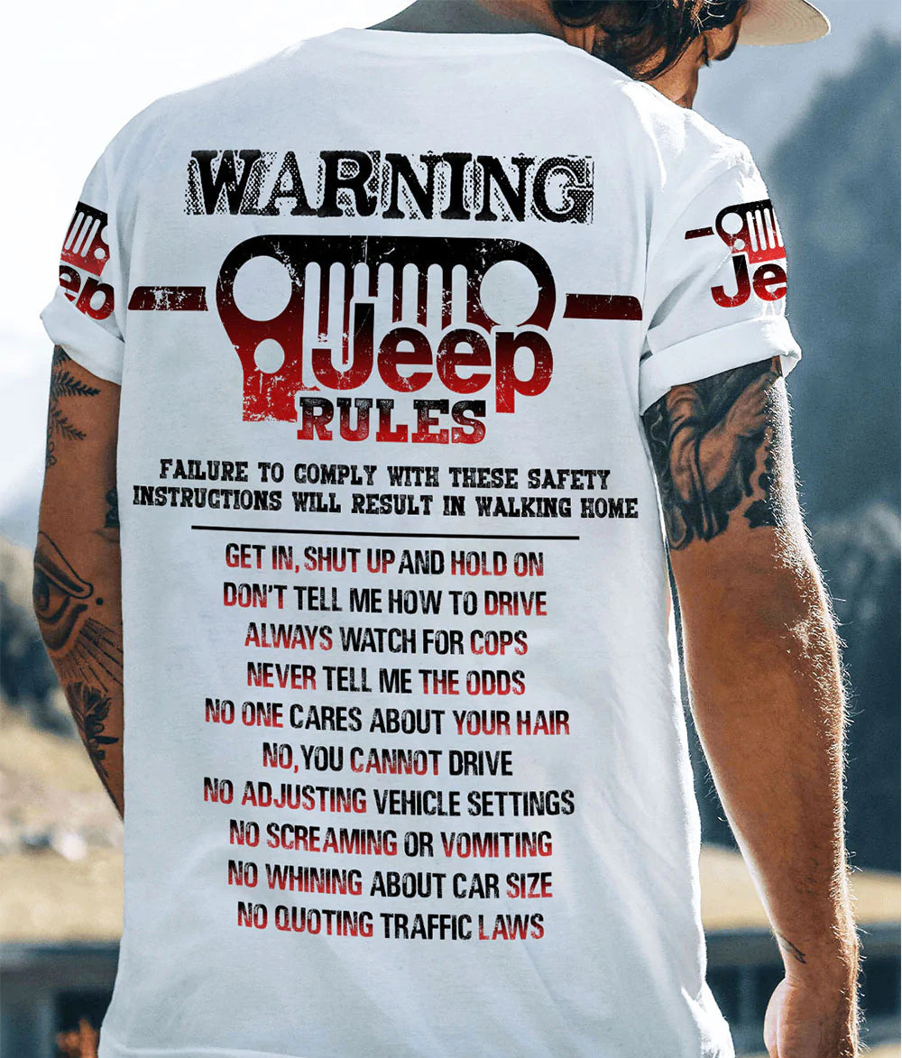 Warning Jeep Rules T Shirt – Aljaira