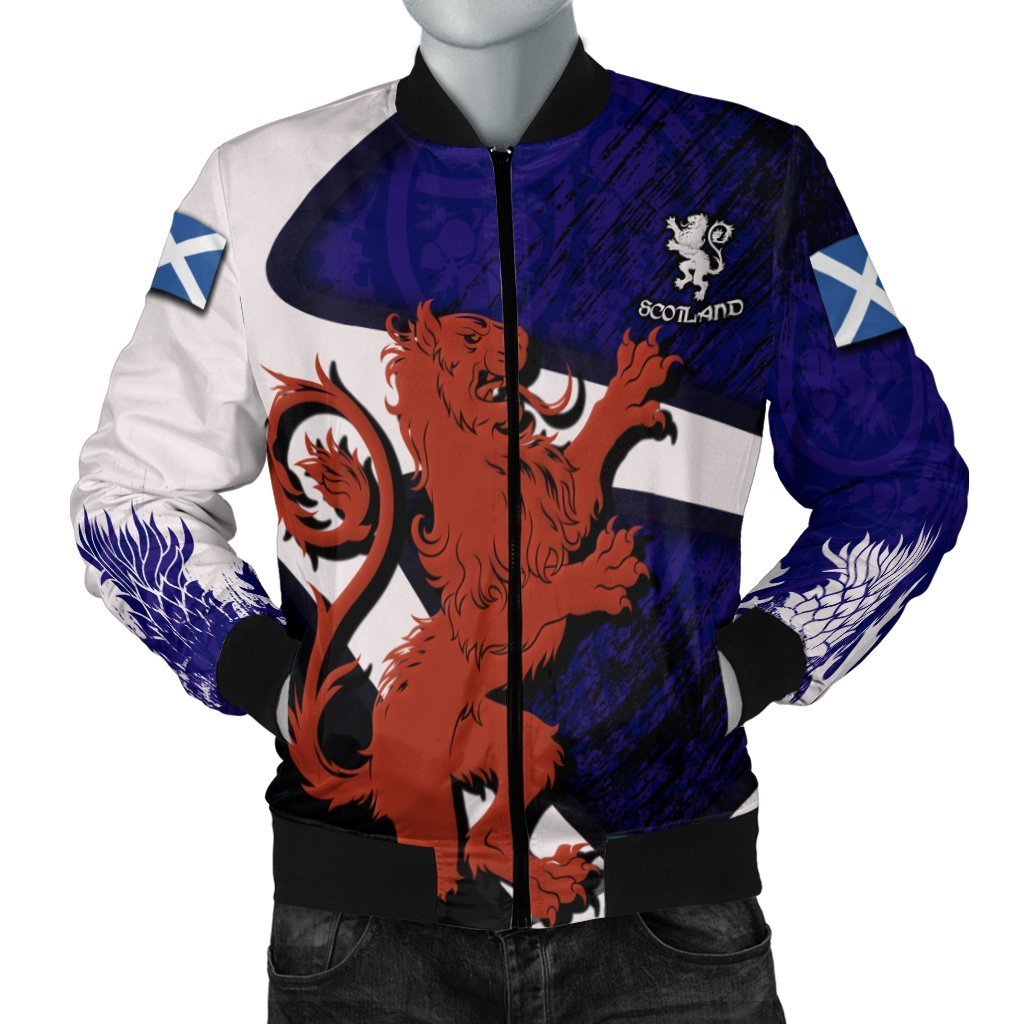 Scotland Celtic Bomber Jacket - Scottish Lion and Thistle Pattern Brus ...