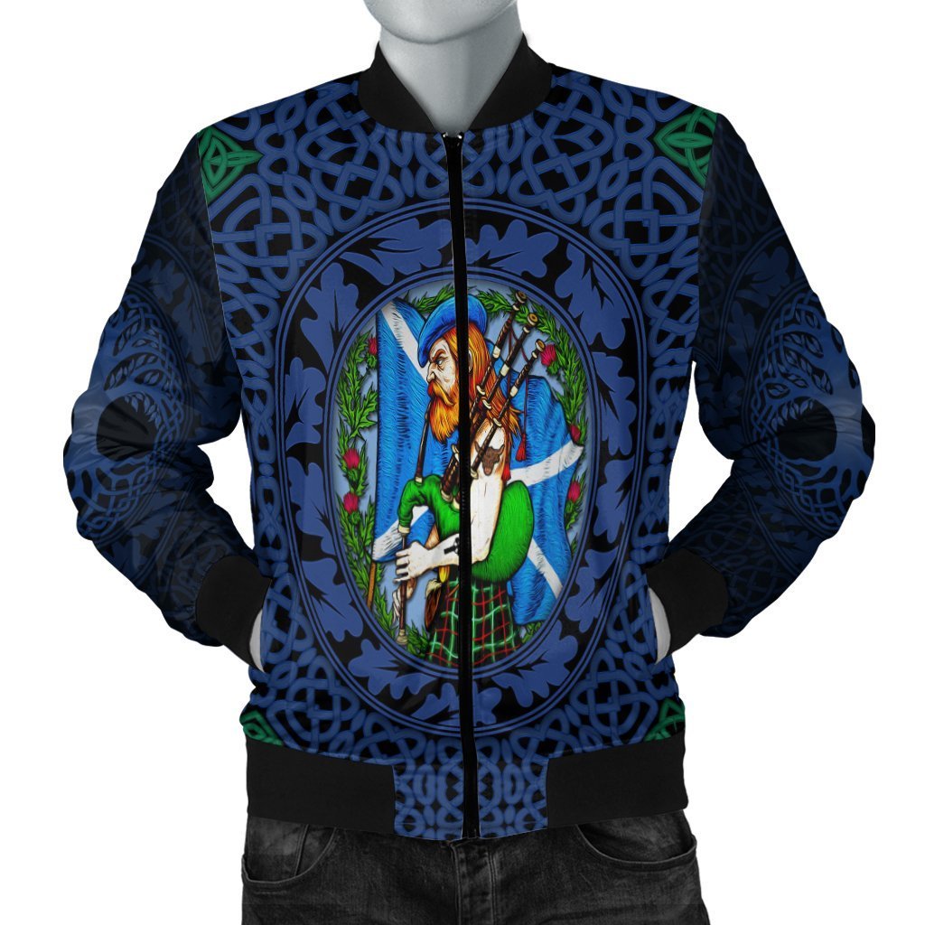 Scotland Highlander with Traditional Bagpipes Bomber Jacket – Aljaira