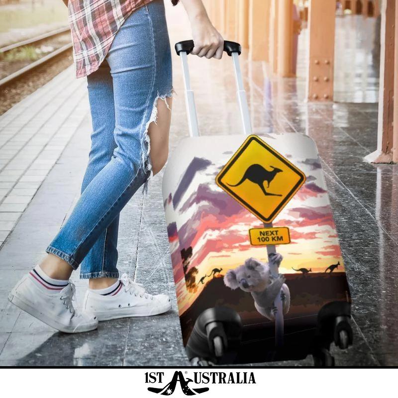 Koala Luggage Cover, Kangaroo Sign Landscape Art – Aljaira