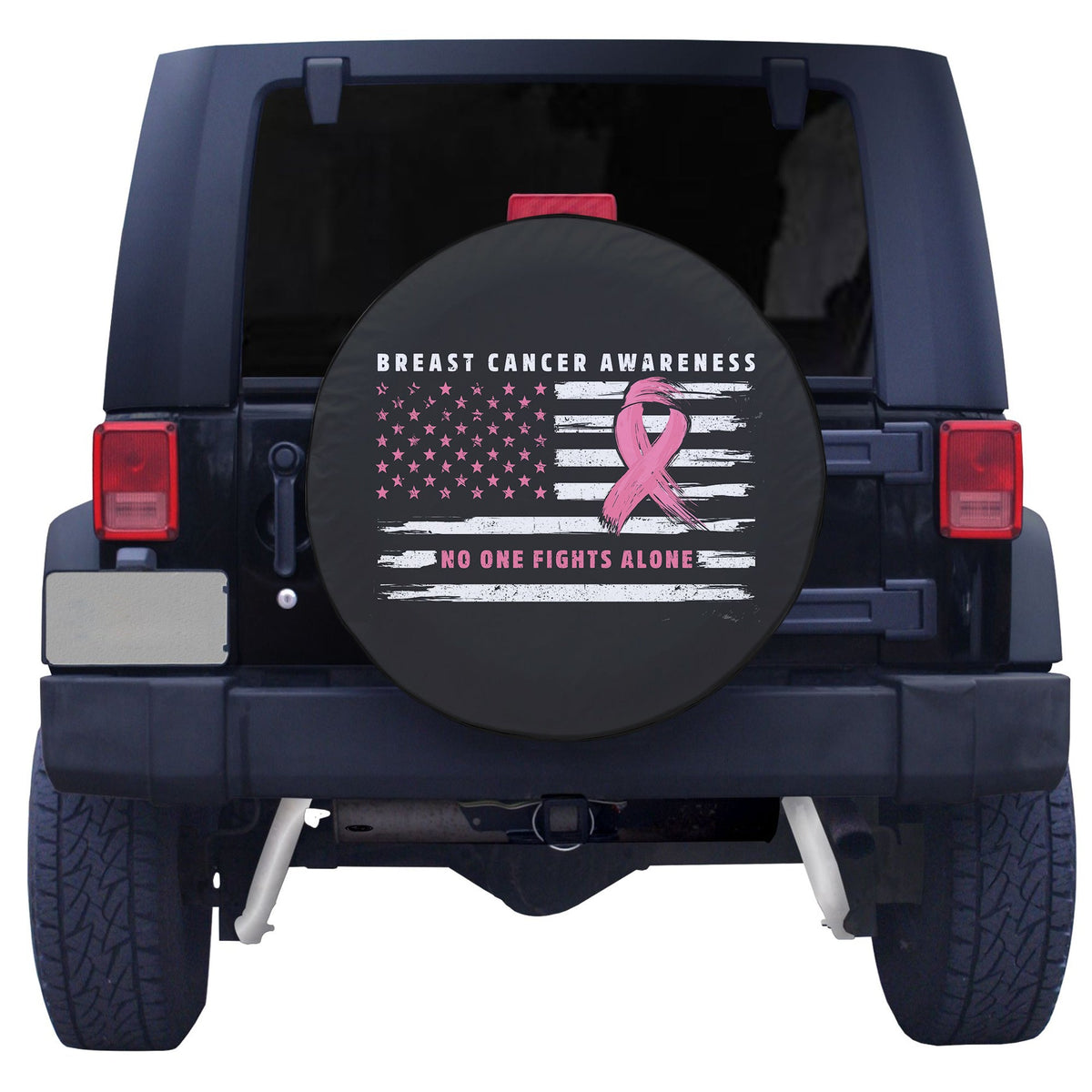 No One Fights Alone Breast Cancer Awareness Month Spare Tire Cover - L ...