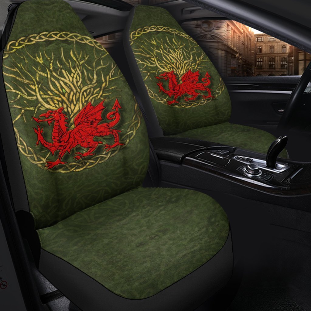 Wales Celtic Car Seat Covers - Welsh Dragon With Celtic Tree – Aljaira