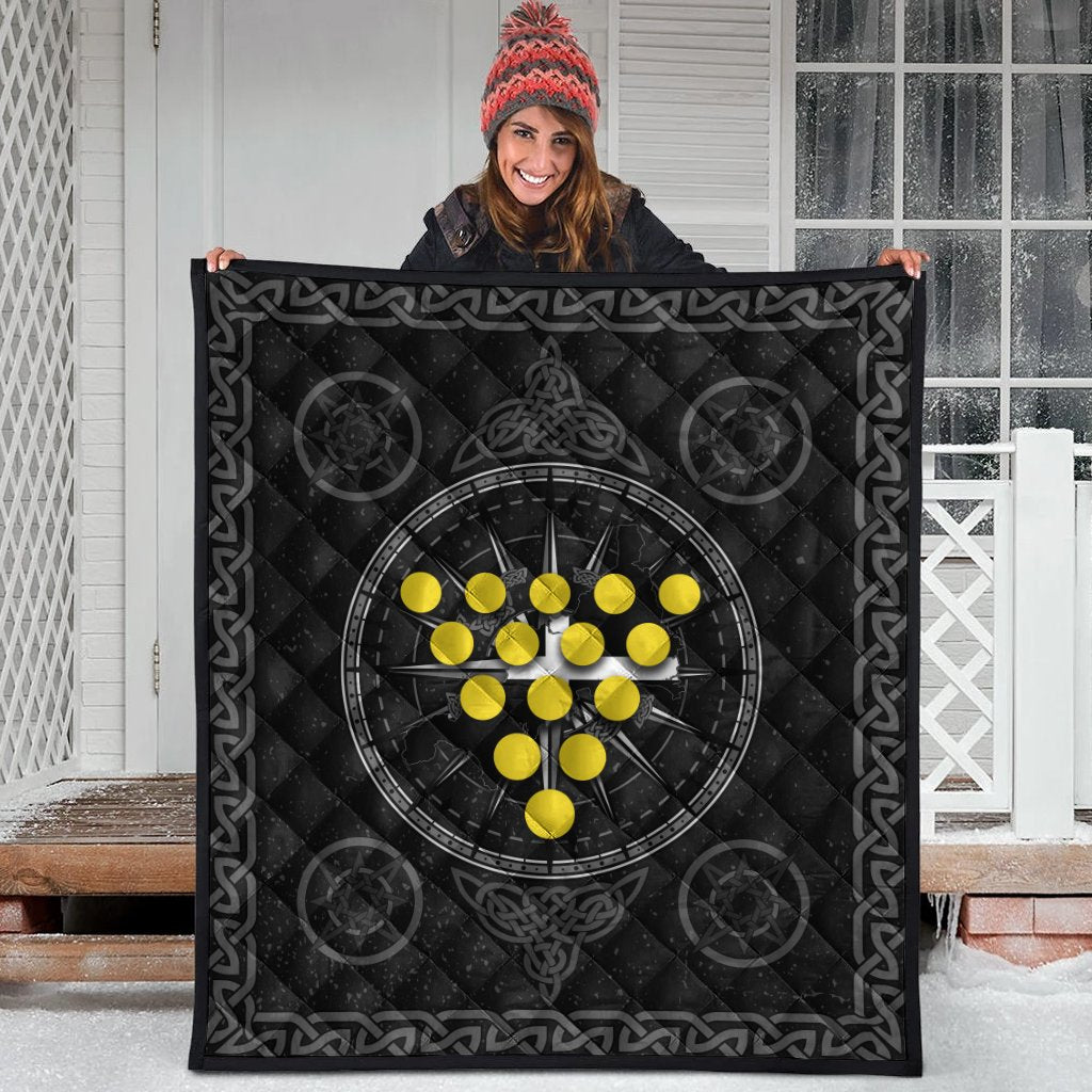Cornwall Celtic Premium Quilt - Celtic Compass With Cornish Symbols ...