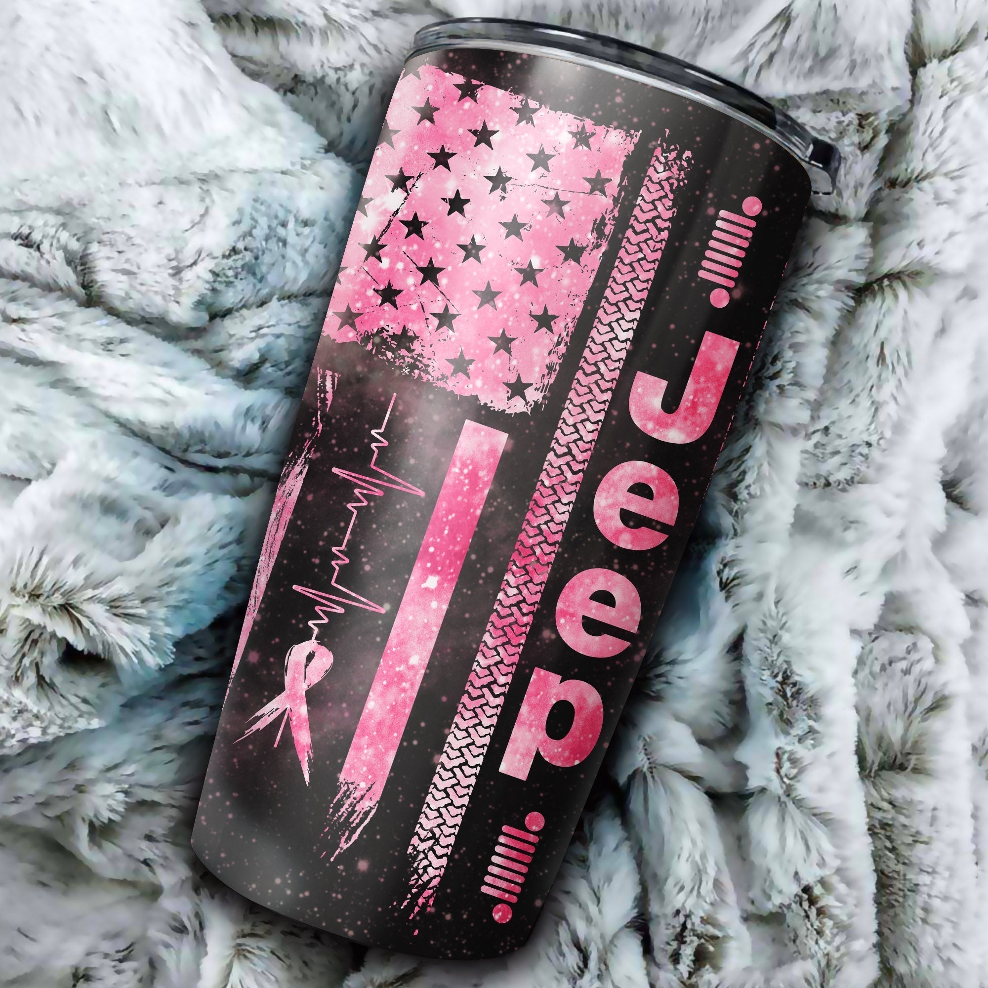 Jeep Breast Cancer Flag Tumbler LT11 – Aljaira