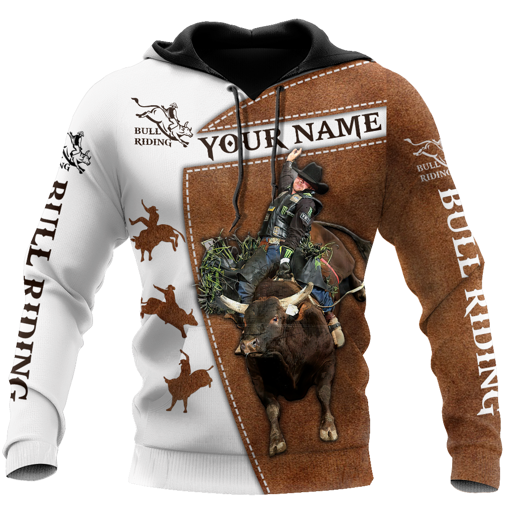 Personalized Name Bull Riding Hoodie - Bull Riding Apparel Brown Bull ...