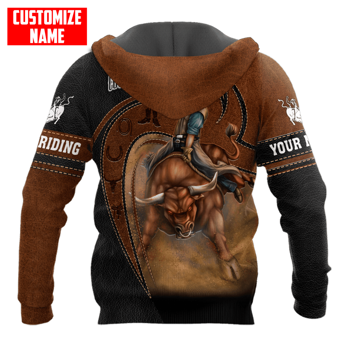 Personalized Name Bull Riding Hoodie - Bull Riding Apparel Ver 4 – Aljaira