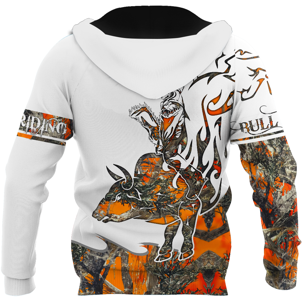 Personalized Name Bull Riding Hoodie - Bull Riding Apparel Orange Tatt ...