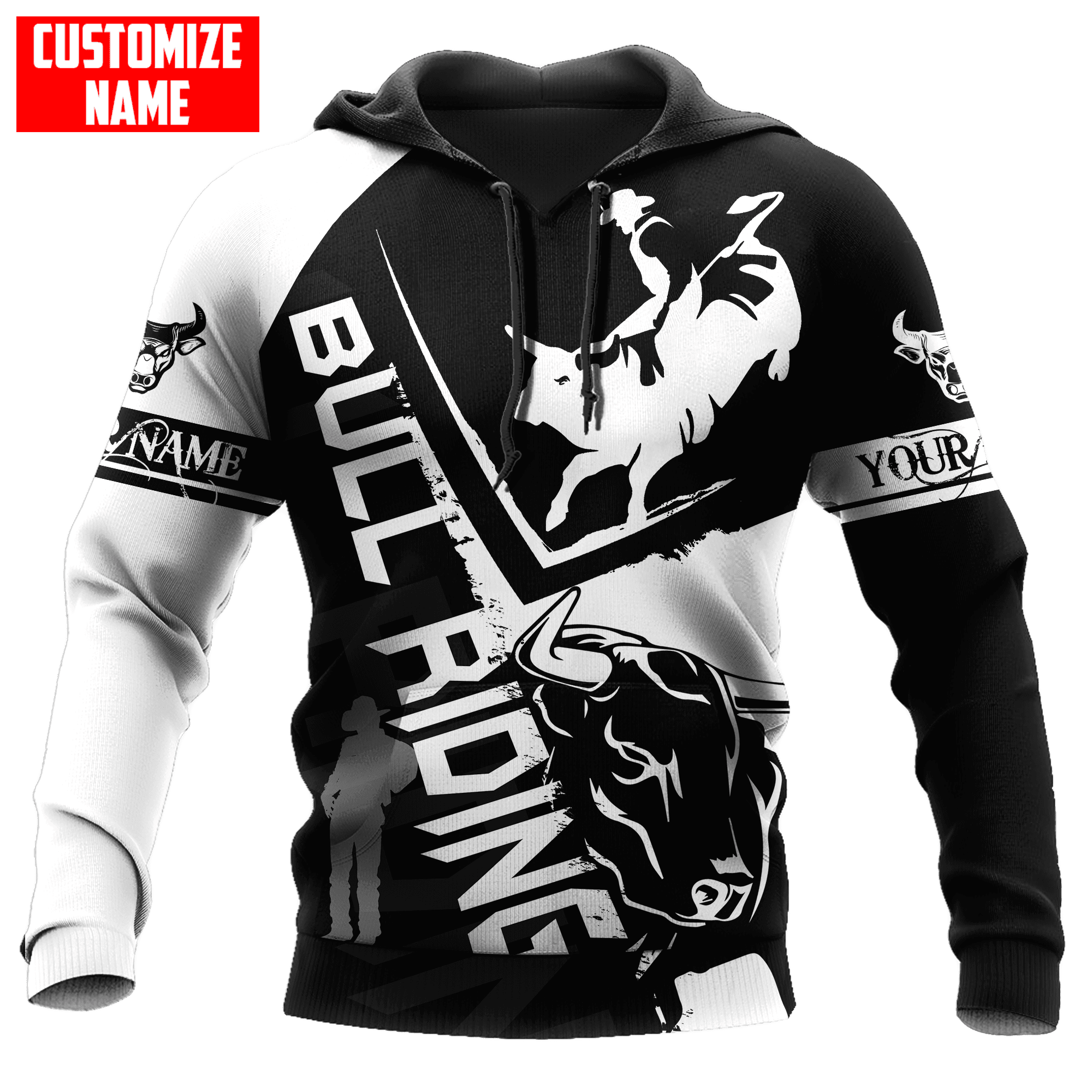 Personalized Name Bull Riding Hoodie - Bull Riding Apparel Ver 10 – Aljaira