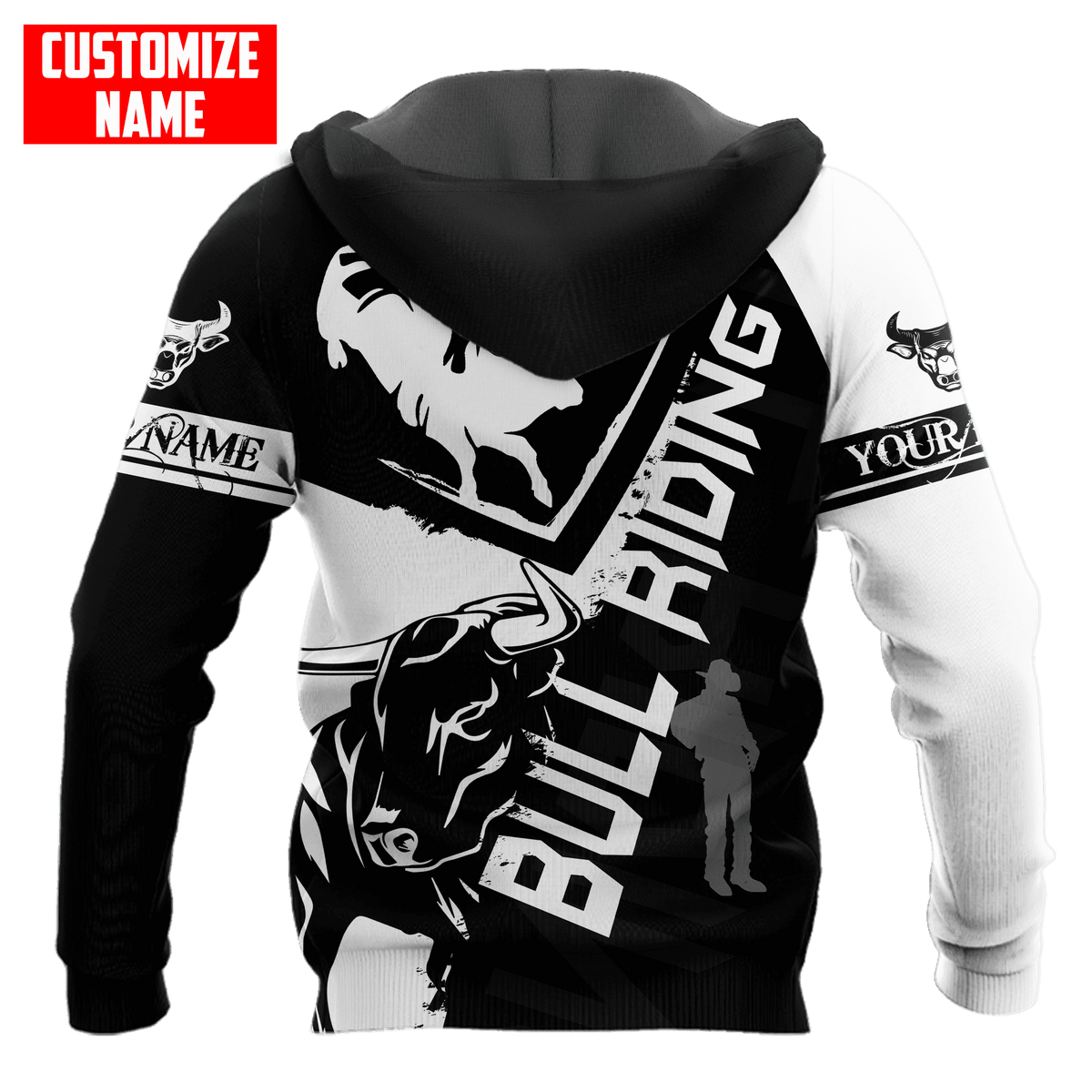 Personalized Name Bull Riding Hoodie - Bull Riding Apparel Ver 10 – Aljaira