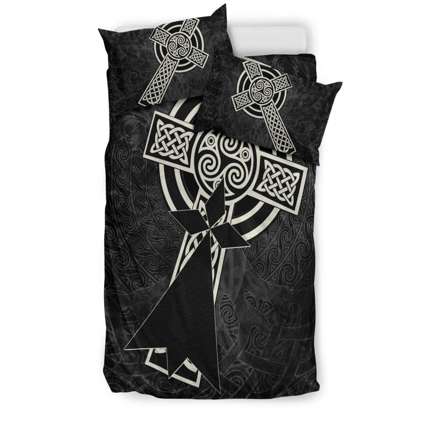 Brittany Celtic Bedding Set - Celtic Cross & Stoat Ermine Skew Style ...