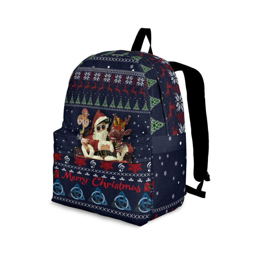 Celtic Ugly Christmas Backpack - Gangster Santa with Reindeer - – Aljaira