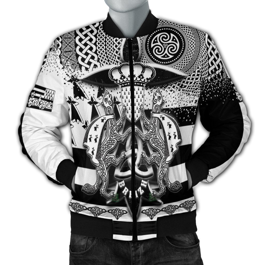 Celtic Brittany Men's Bomber Jacket - Brittany Flag With Stoat Ermine ...