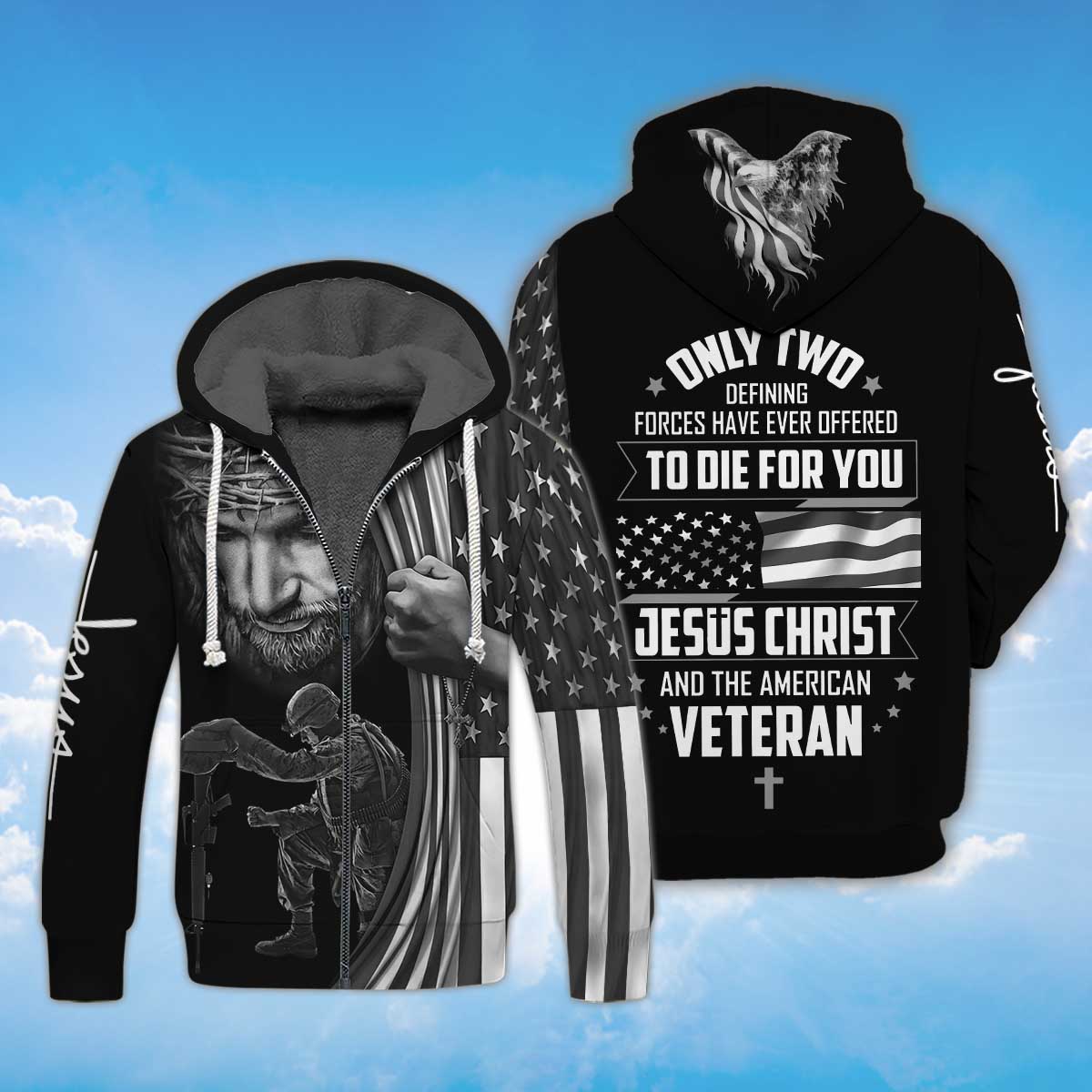 Jesus Christ And American Veteran Fleece Zipper LT10 – Aljaira