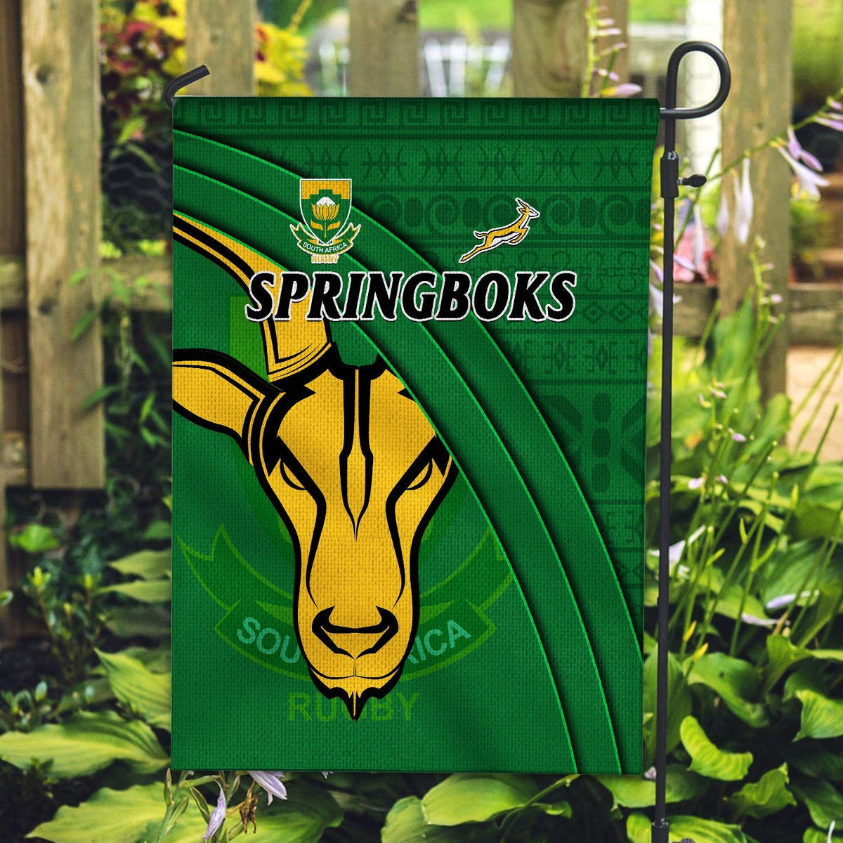 South Africa Rugby Flag Bokke Springbok With African Pattern Stronger ...