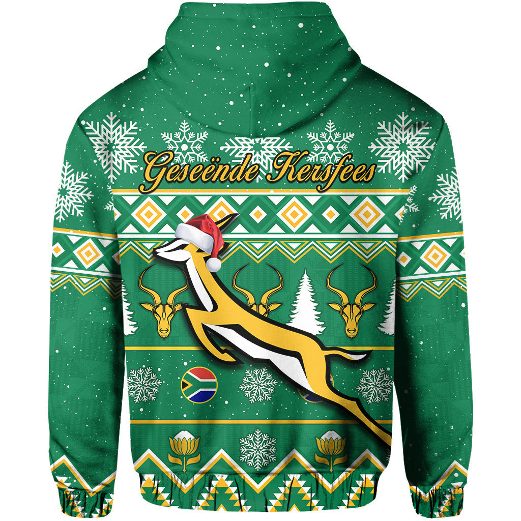 South Africa Rugby Christmas Hoodie Springboks Geseende Kersfees LT14 ...