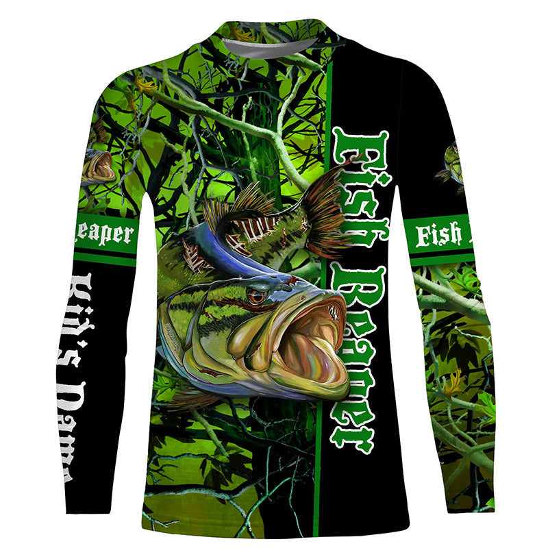 Largemouth Bass Fish Skeleton Fish Reaper Green Camo Fishing Custom Na ...