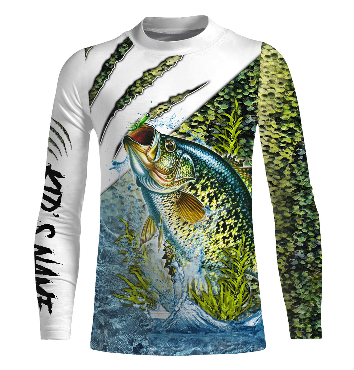 Crappie Fishing Green Scales Custom Upf Fishing Shirts Jersey, Custom ...