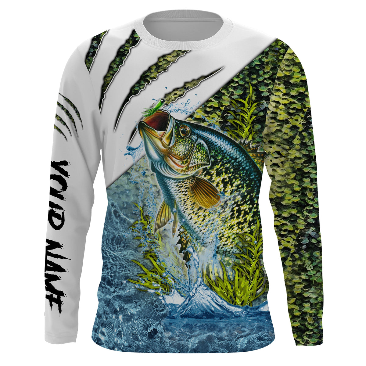 Crappie Fishing Green Scales Custom Upf Fishing Shirts Jersey, Custom ...