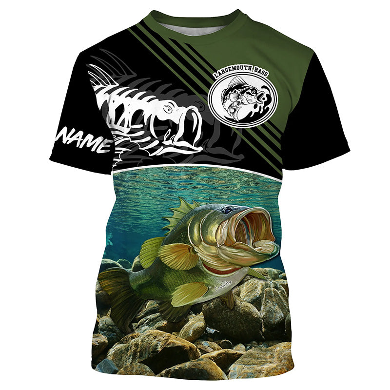 Largemouth Bass Fishing Skull Fish Custom Long Sleeve Fishing Shirts ...