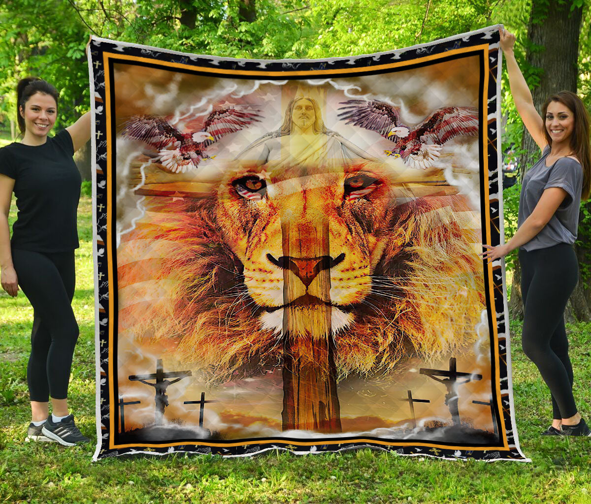 Jesus on Cross Blanket and Quilt, Jesus Christ Lion Blanket and Quilt ...