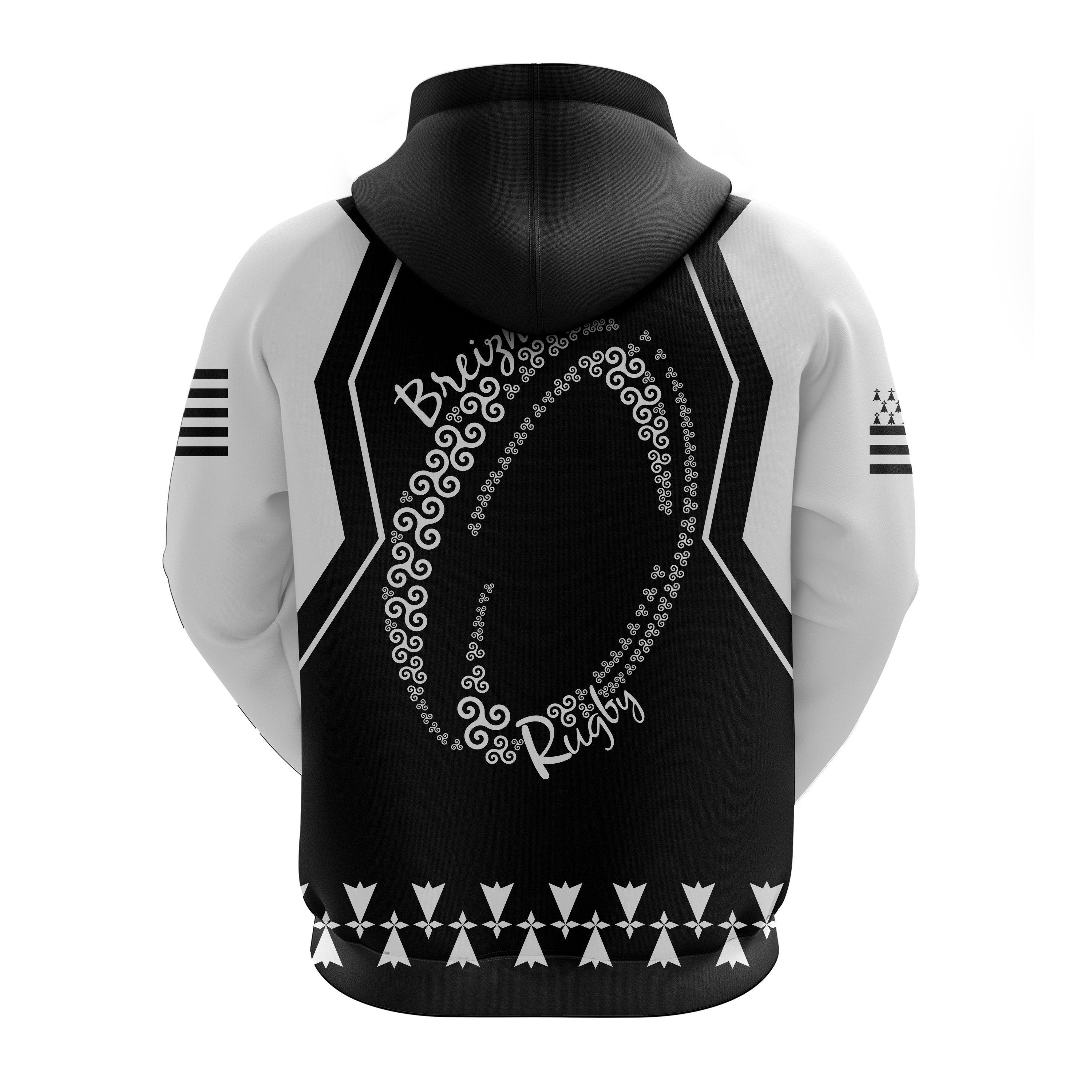Brittany Rugby Zip Hoodie - Bretagne Stoat Ermine with Celtic Triskeli ...
