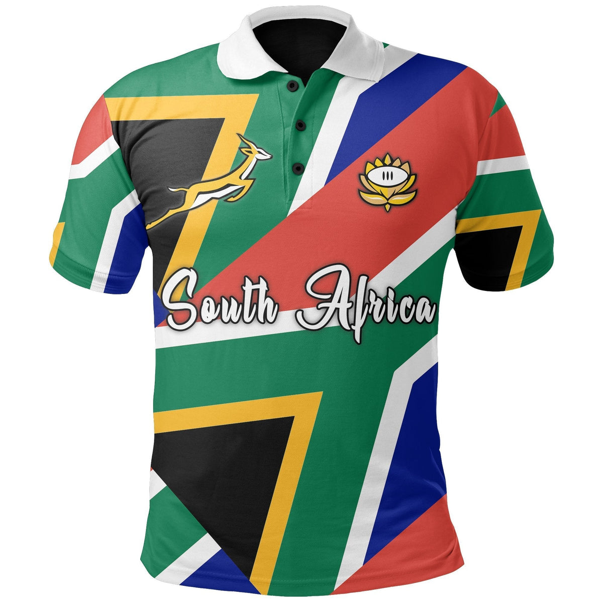 South Africa Springbok Polo Shirt Flag Patch Up Version – Aljaira
