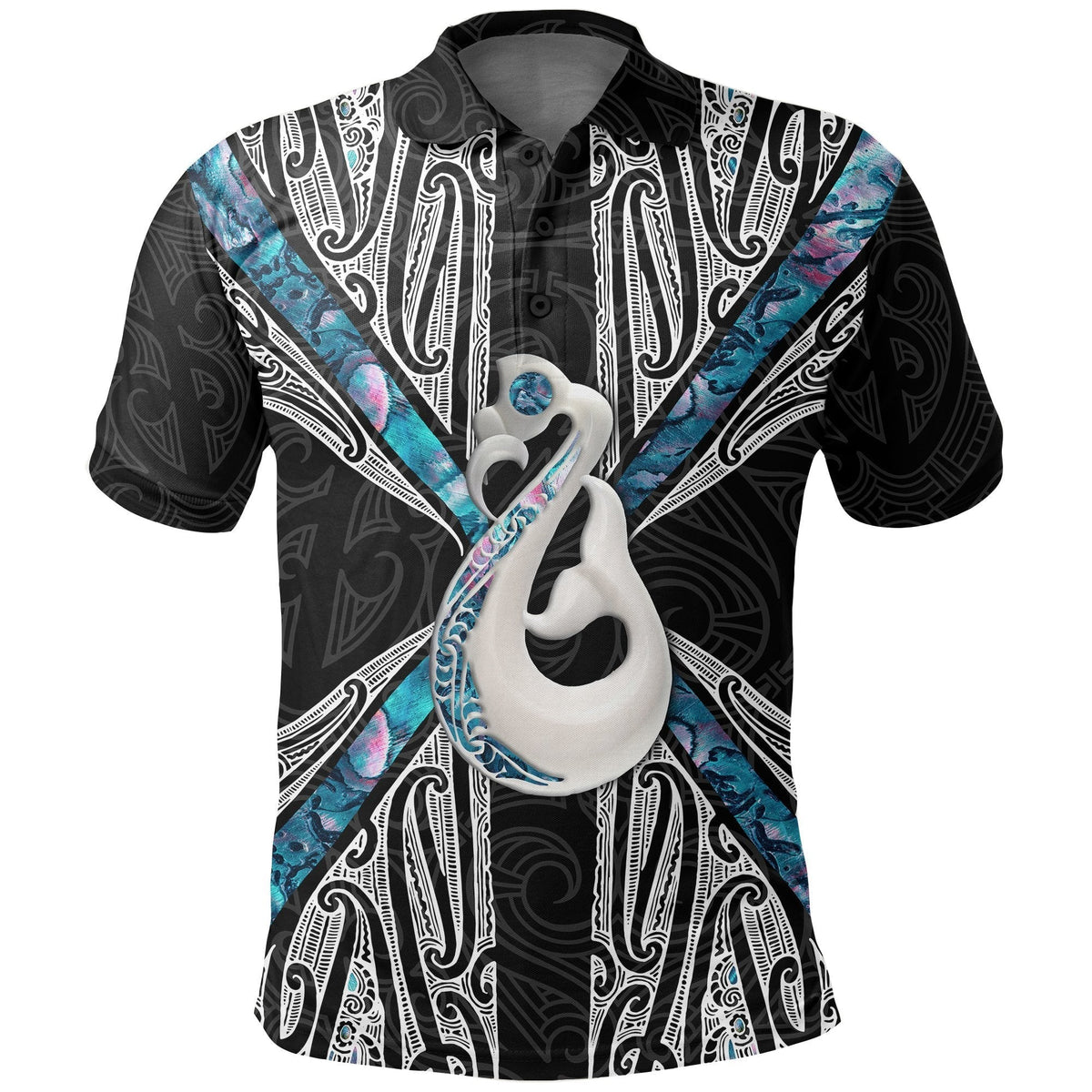 Maori Moko Tattoo Polo Shirt, Manaia Paua Shell Golf Shirt – Aljaira
