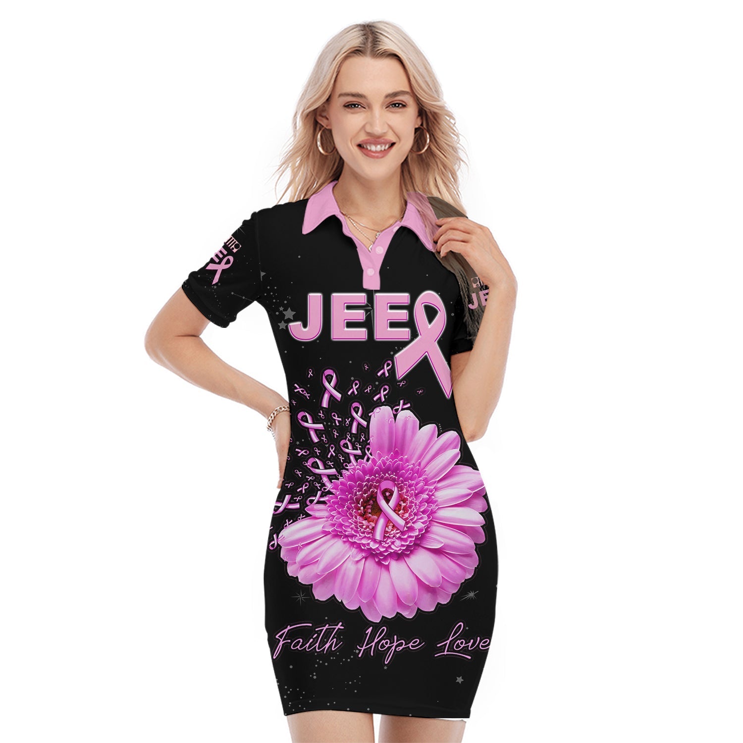 JEEP Breast Cancer - Polo Dress Flowers with Flag American LT13 – Aljaira