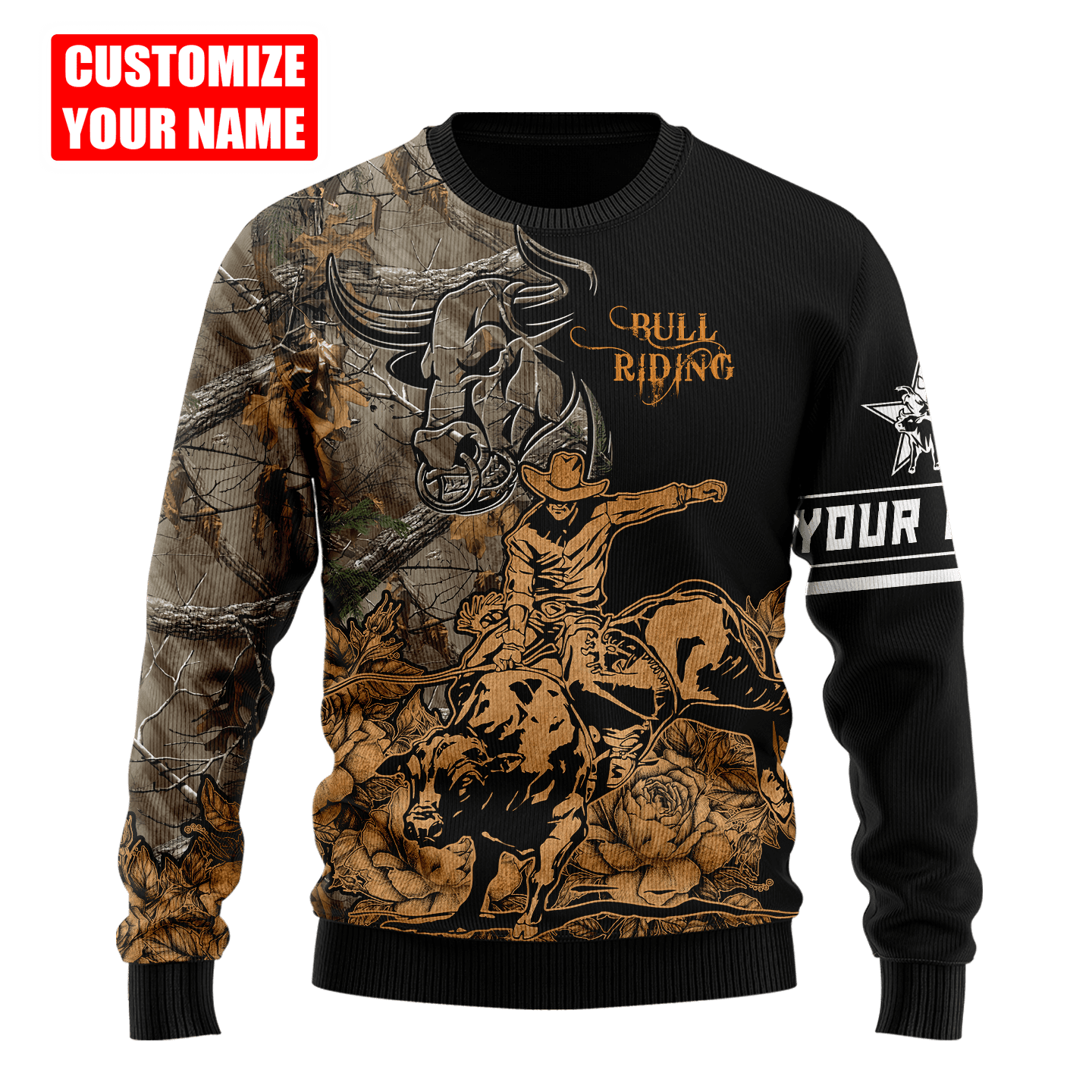 Personalized Name Bull Riding Hoodie - Bull Riding Apparel Camo – Aljaira