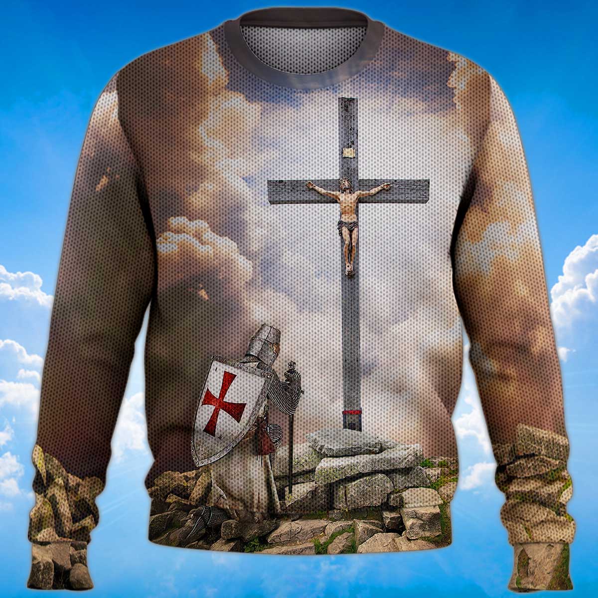 Knight Templar Kneel Before Jesus Sweater LT10 – Aljaira