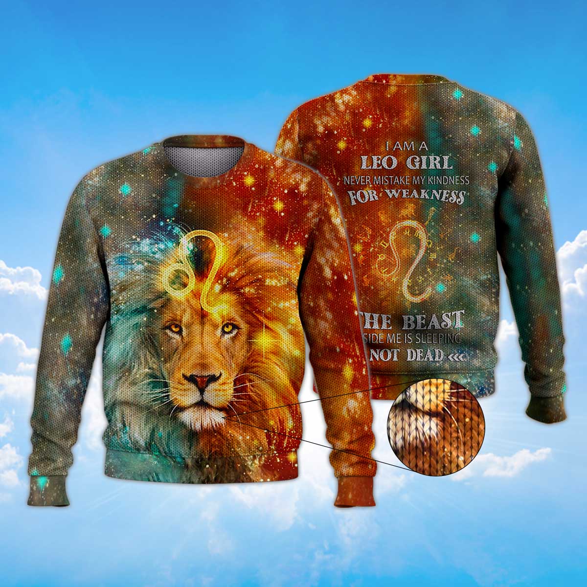Leo Girl The Beast Is Sleeping Lion Face Sweater LT10 – Aljaira