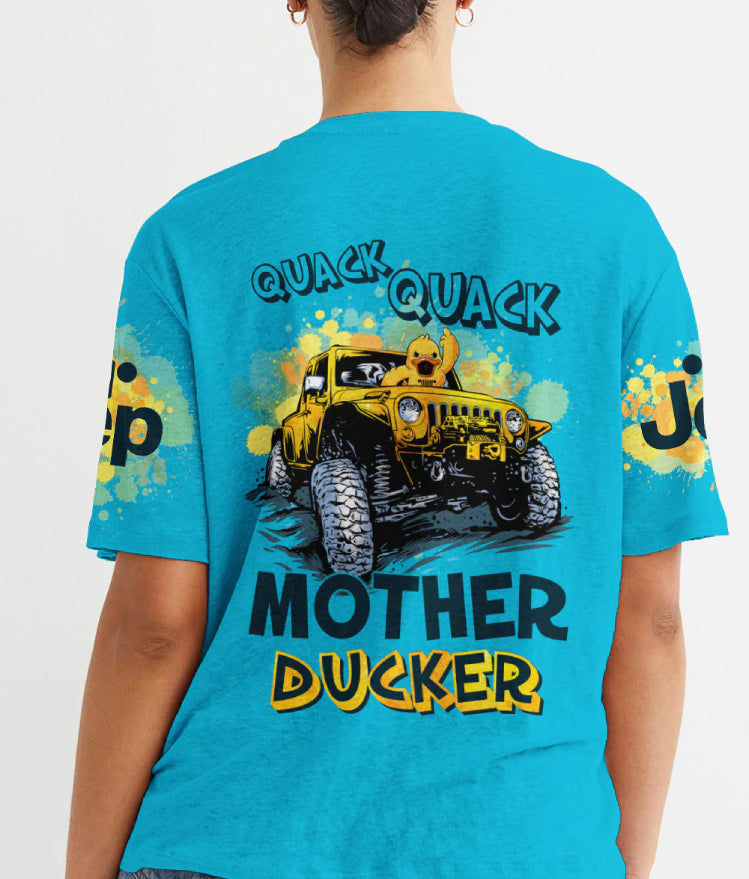 Quack Quack Motherducker Jeep Blue Watercolor Women V-Neck T-Shirt ...