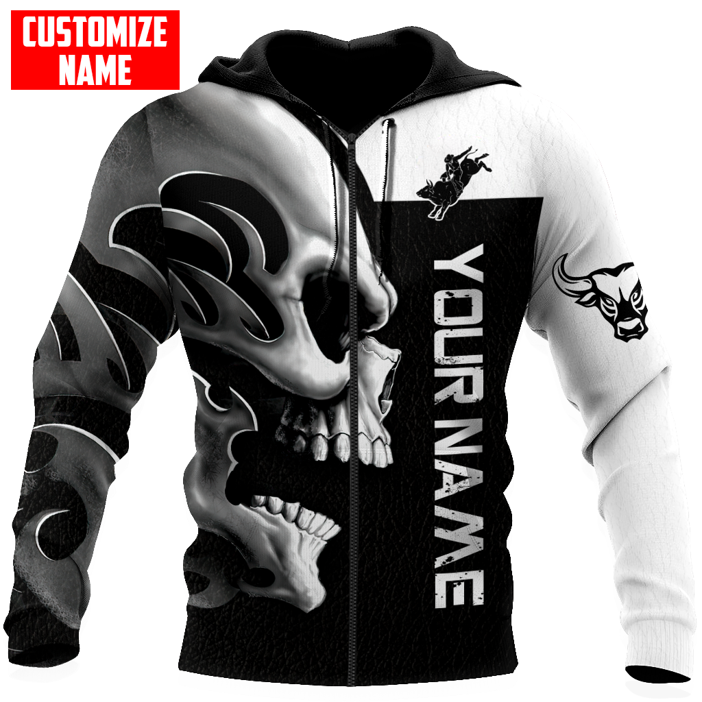 Personalized Name Bull Riding Hoodie - Bull Riding Apparel Rodeo Skull ...