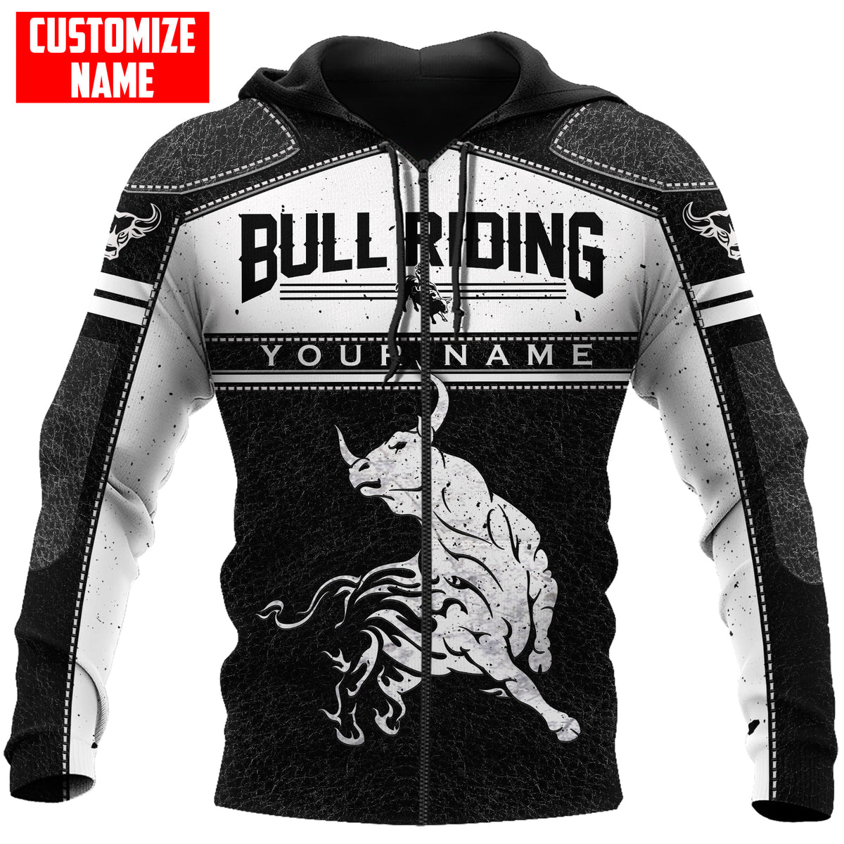 Personalized Name Bull Riding Hoodie - Bull Riding Apparel Ver 14 – Aljaira