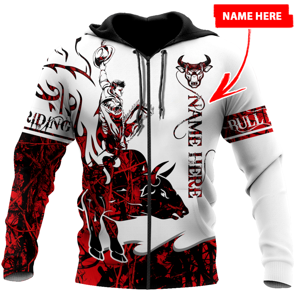 Personalized Name Bull Riding Hoodie - Bull Riding Apparel Red Tattoo ...