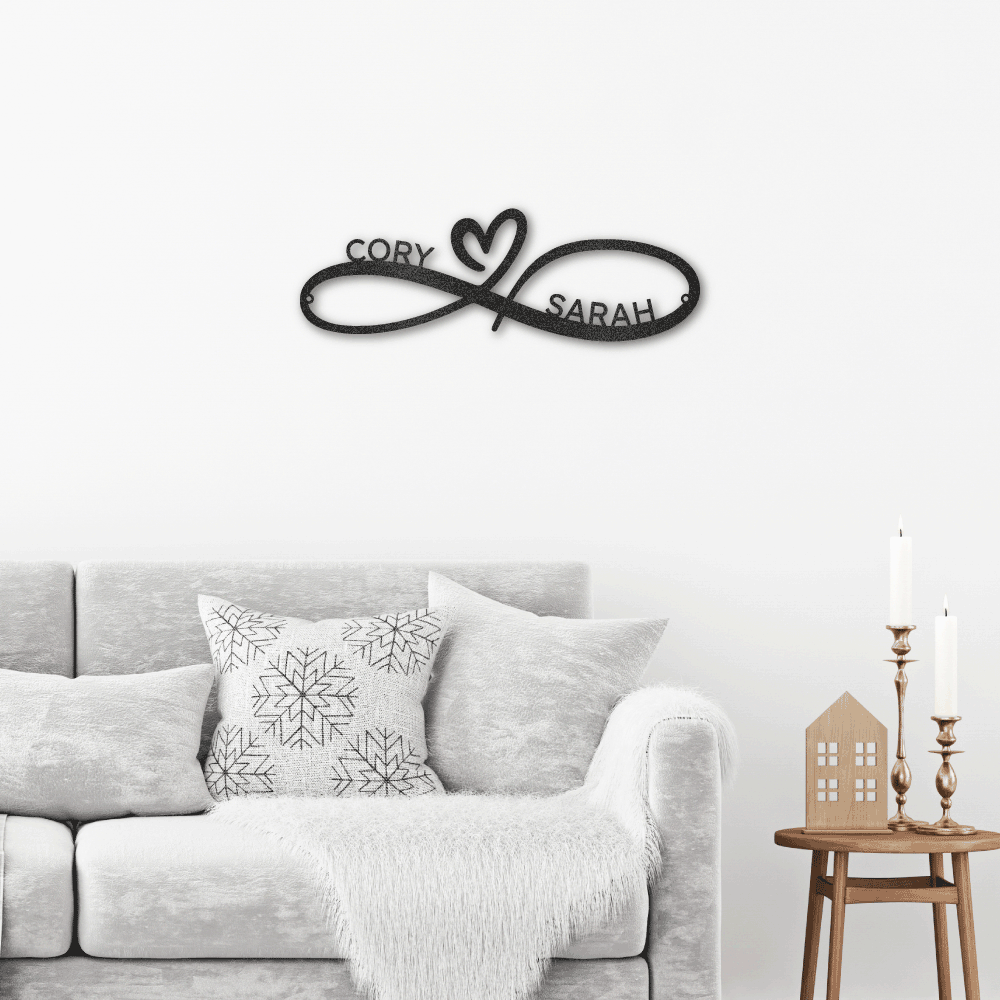 Personalized Metal Wall Art, Infinity Couples Monogram Metal Wall Art ...