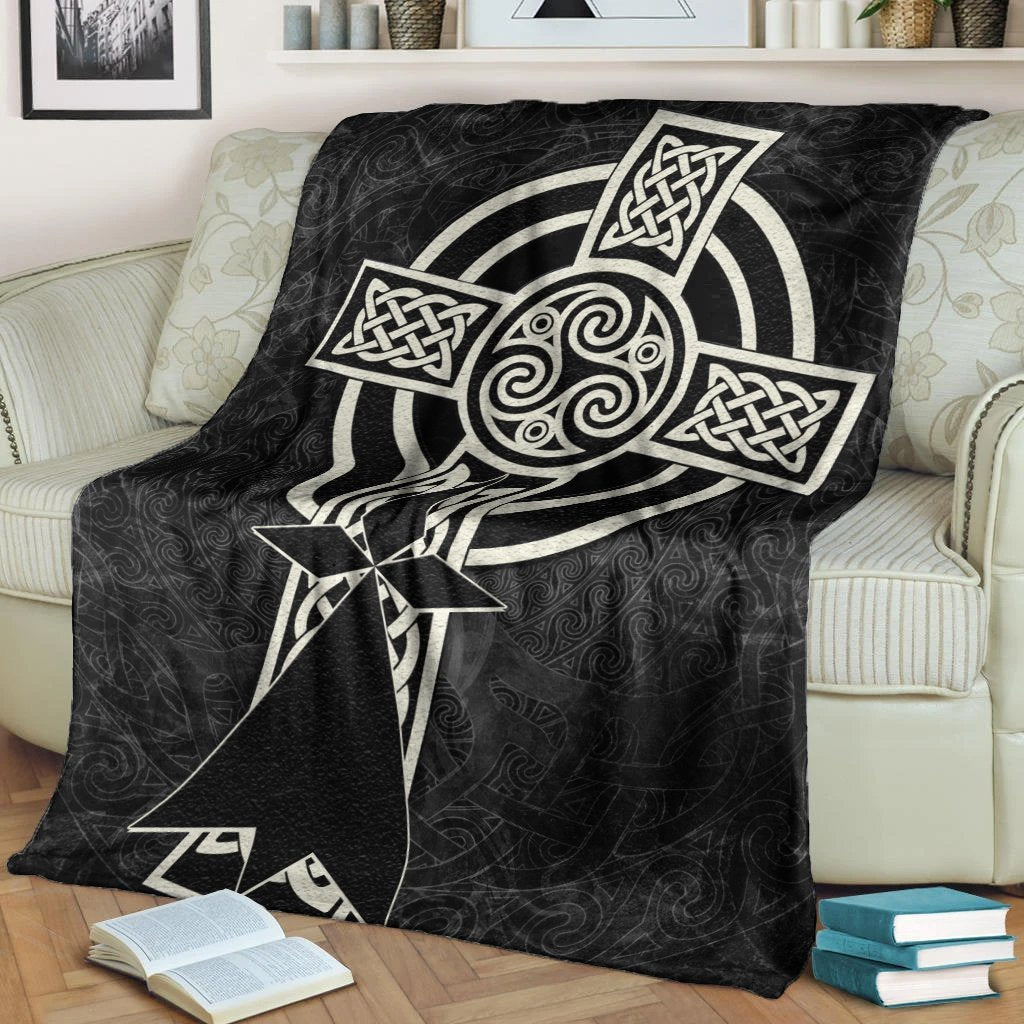 Brittany Celtic Premium Blanket - Celtic Cross and Stoat Ermine Skew S ...