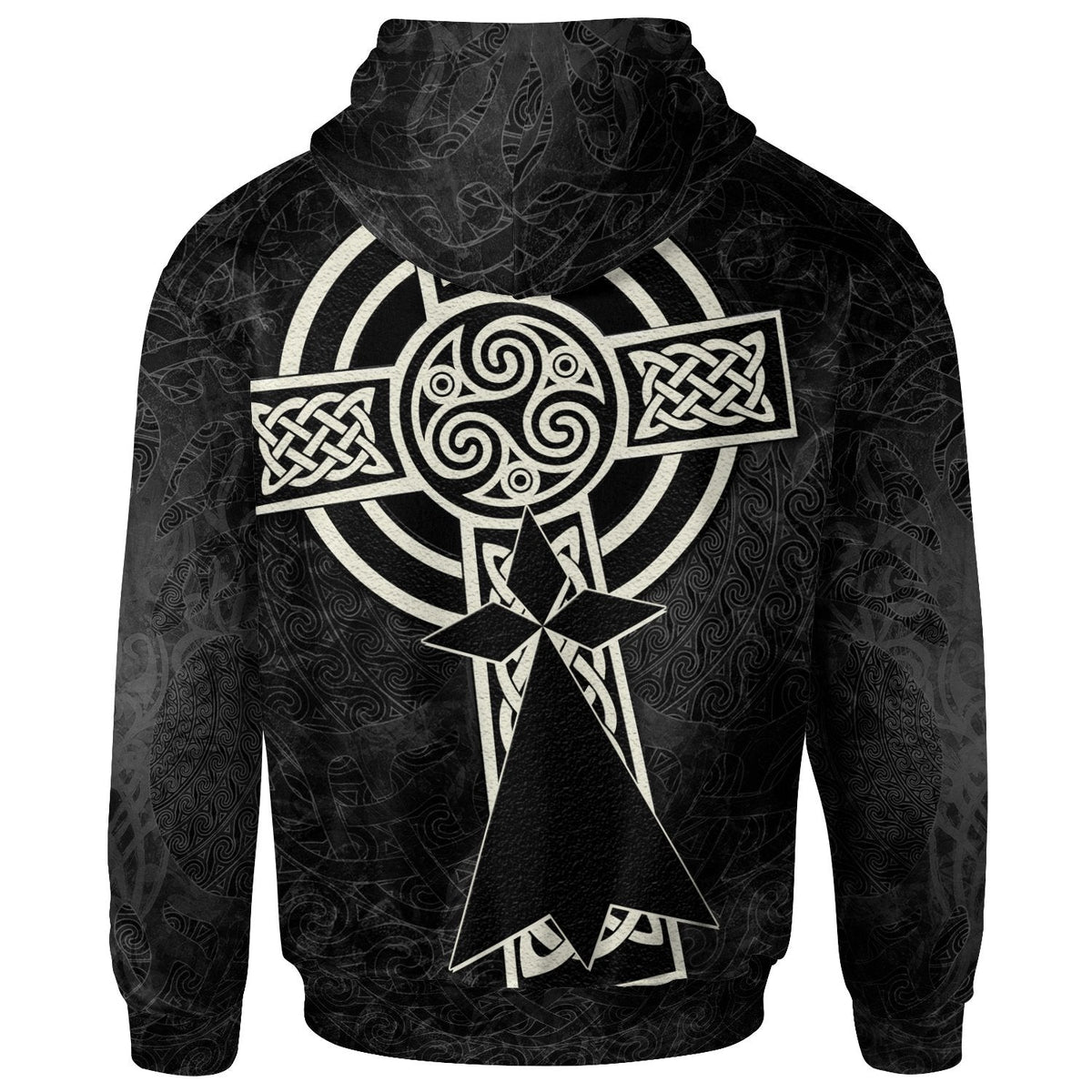 Brittany Celtic Zip - Up Hoodie - Celtic Cross and Stoat Ermine Skew S ...